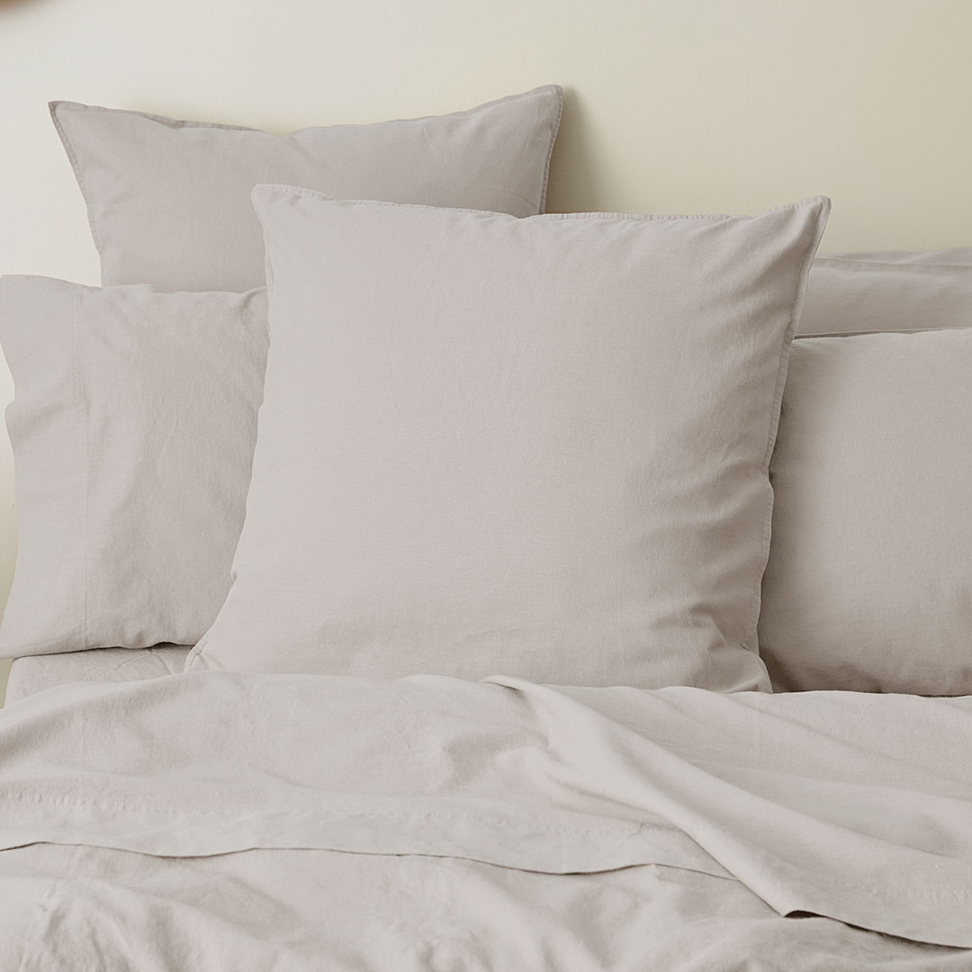 Buy Olsen Brick Linen/Cotton Quilt Cover - Silver Online | Bed Bath N ...