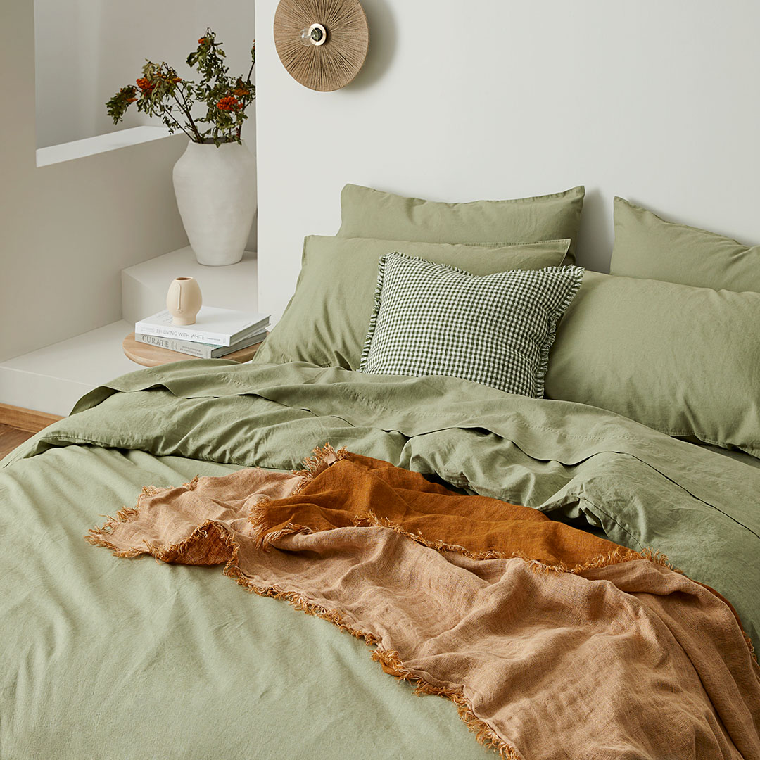 Buy Olsen Quilt Cover - Green Online | Bed Bath N' Table