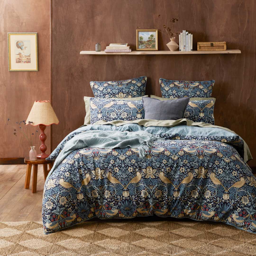 Shop Strawberry Thief Quilt Cover - Ink Online | Bed Bath N' Table