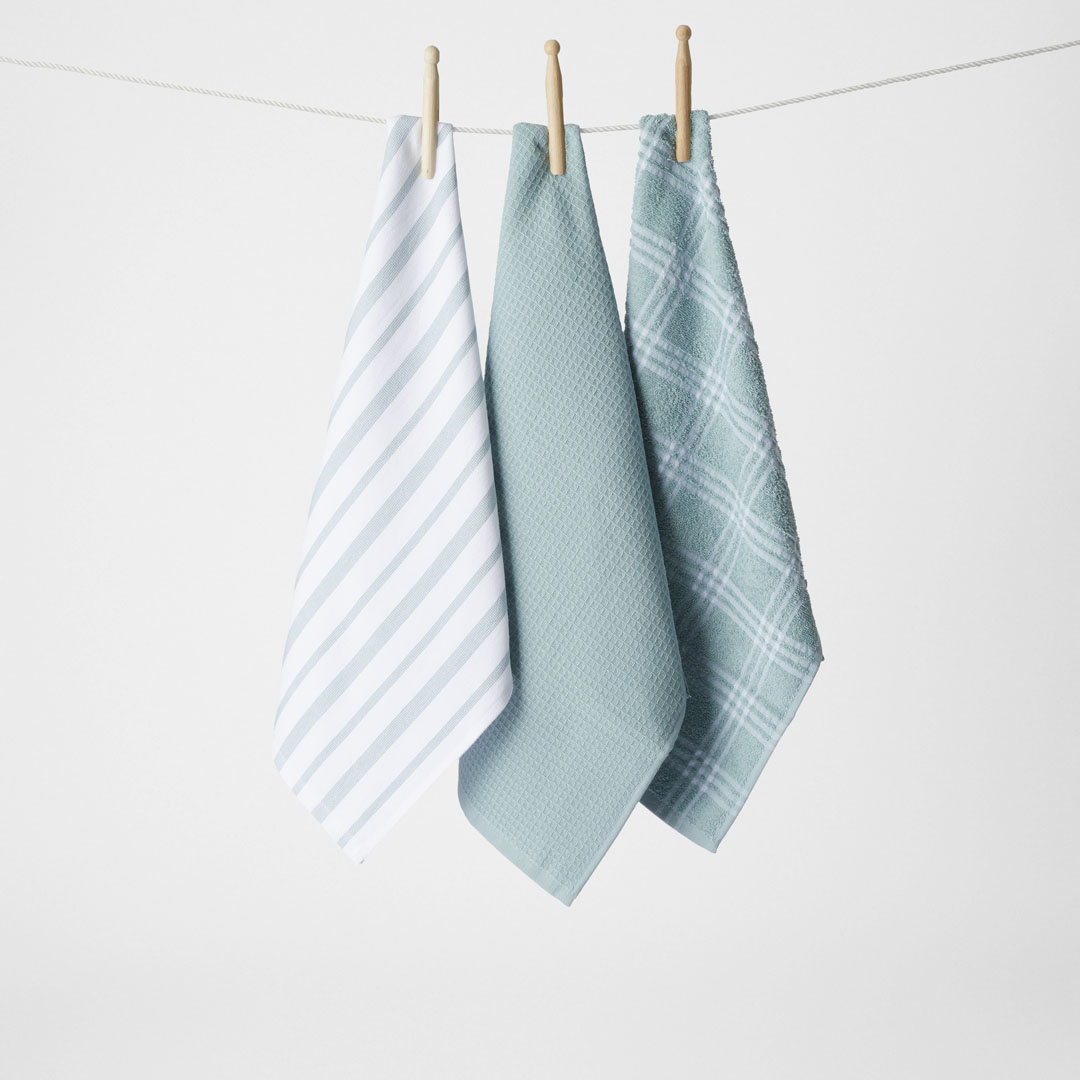 Shop Hardy Terry Tea Towel Set Of 3 - Slate Online | Bed Bath N' Table