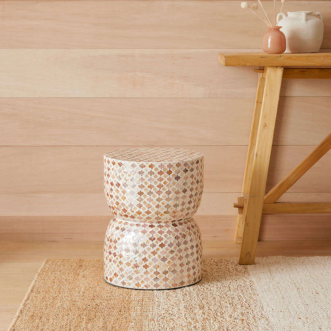 Shop Nyra Inlay Stool - Pink Online | Bed Bath N' Table