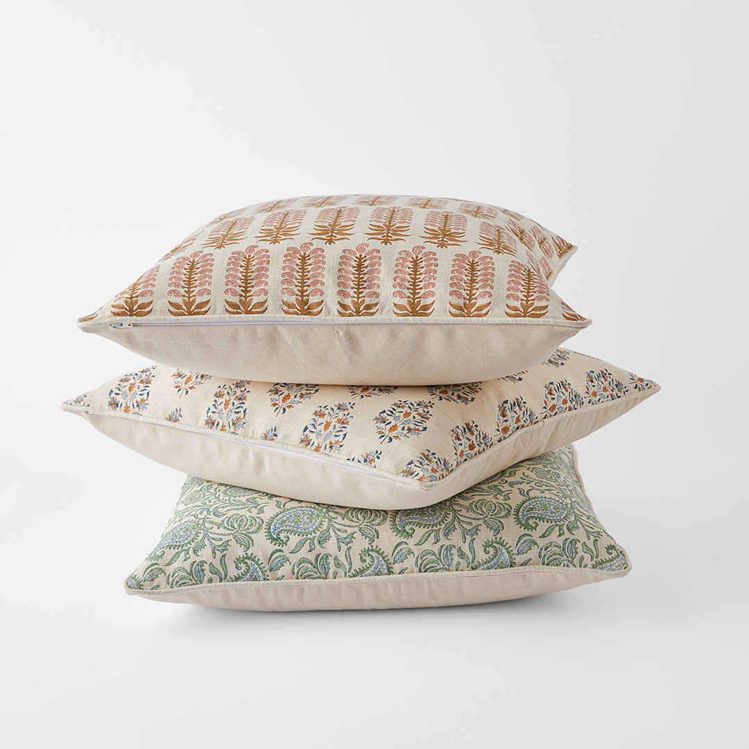 Shop Aarvi Wood Block Cushion - Green Online | Bed Bath N' Table