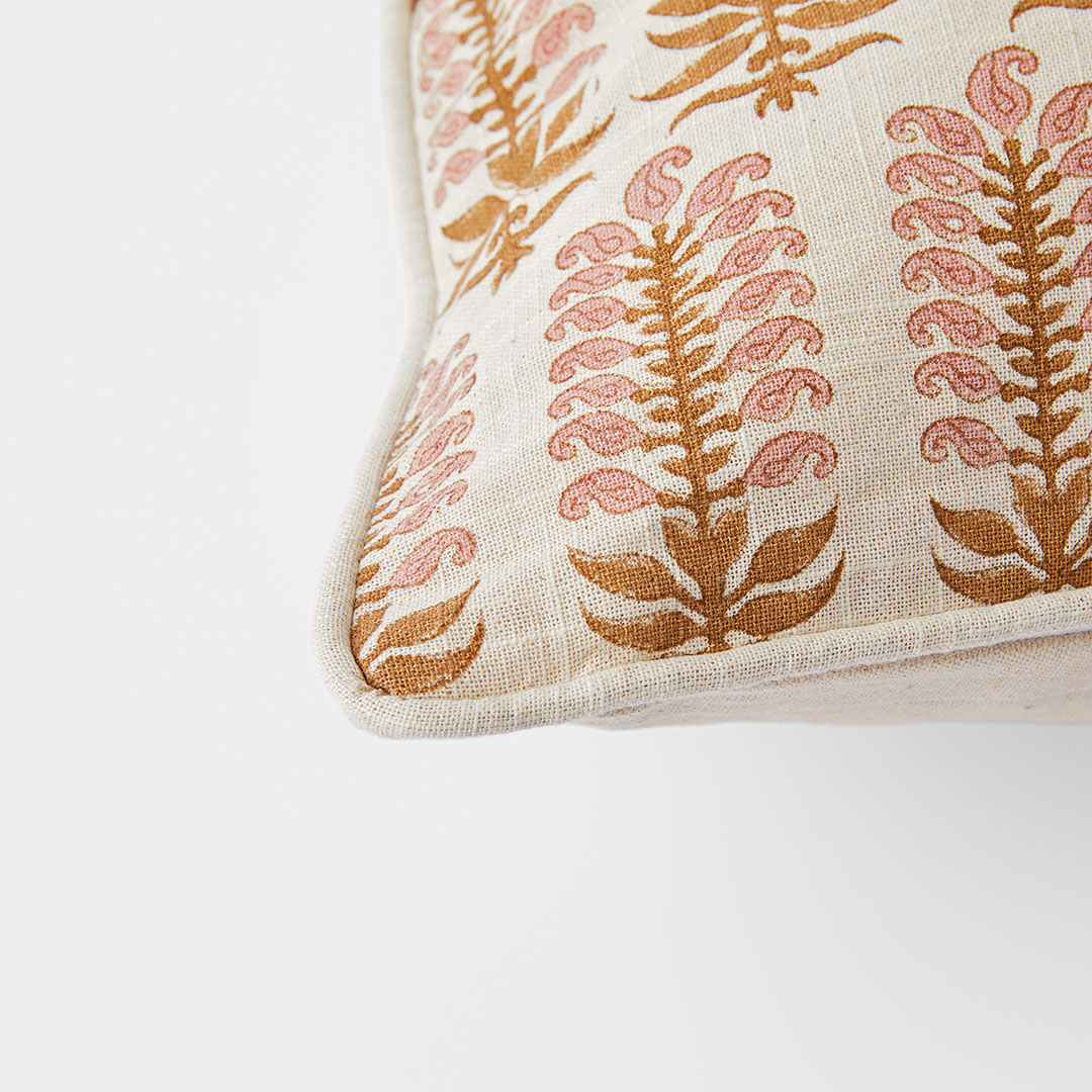 Shop Aarvi Wood Block Cushion - Ochre Online | Bed Bath N' Table