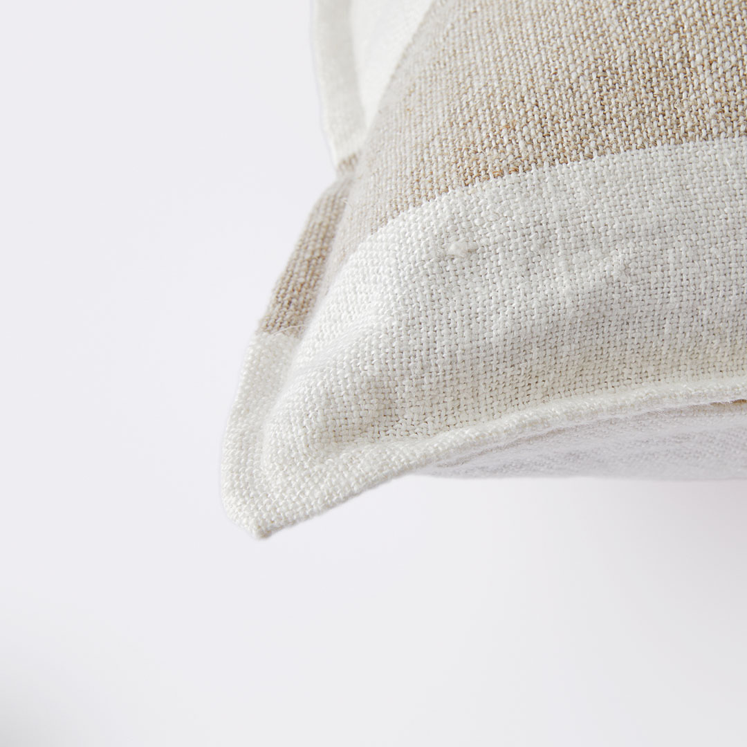 Shop Everett Chunky Stripe Linen Cushion - Stone Online | Bed Bath N' Table