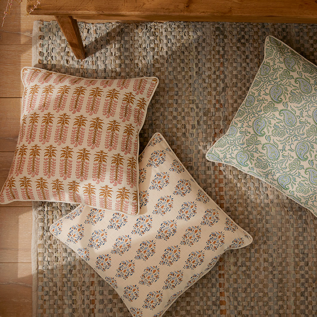 Shop Aarvi Wood Block Cushion - Green Online | Bed Bath N' Table