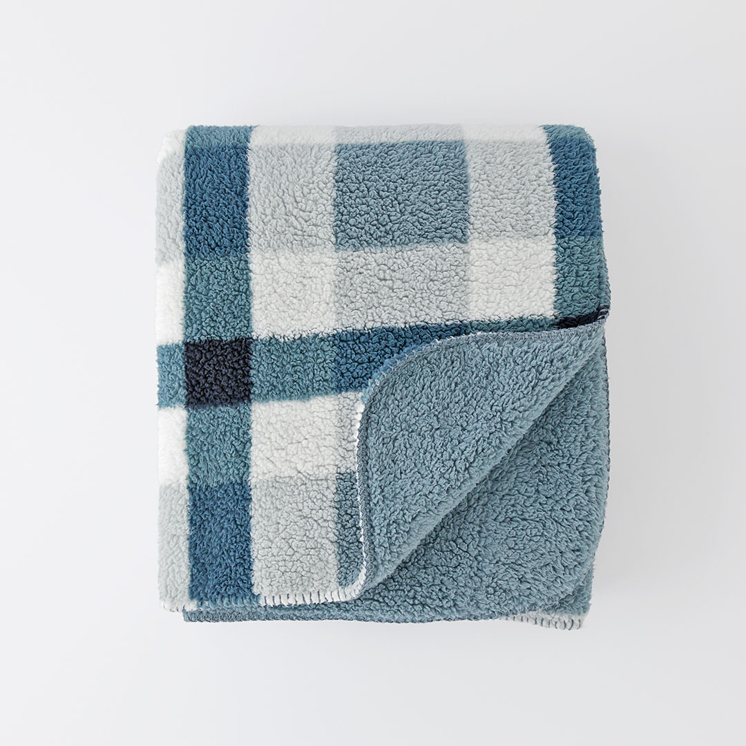 Shop Check Super Soft Throw - Blue Online | Bed Bath N' Table