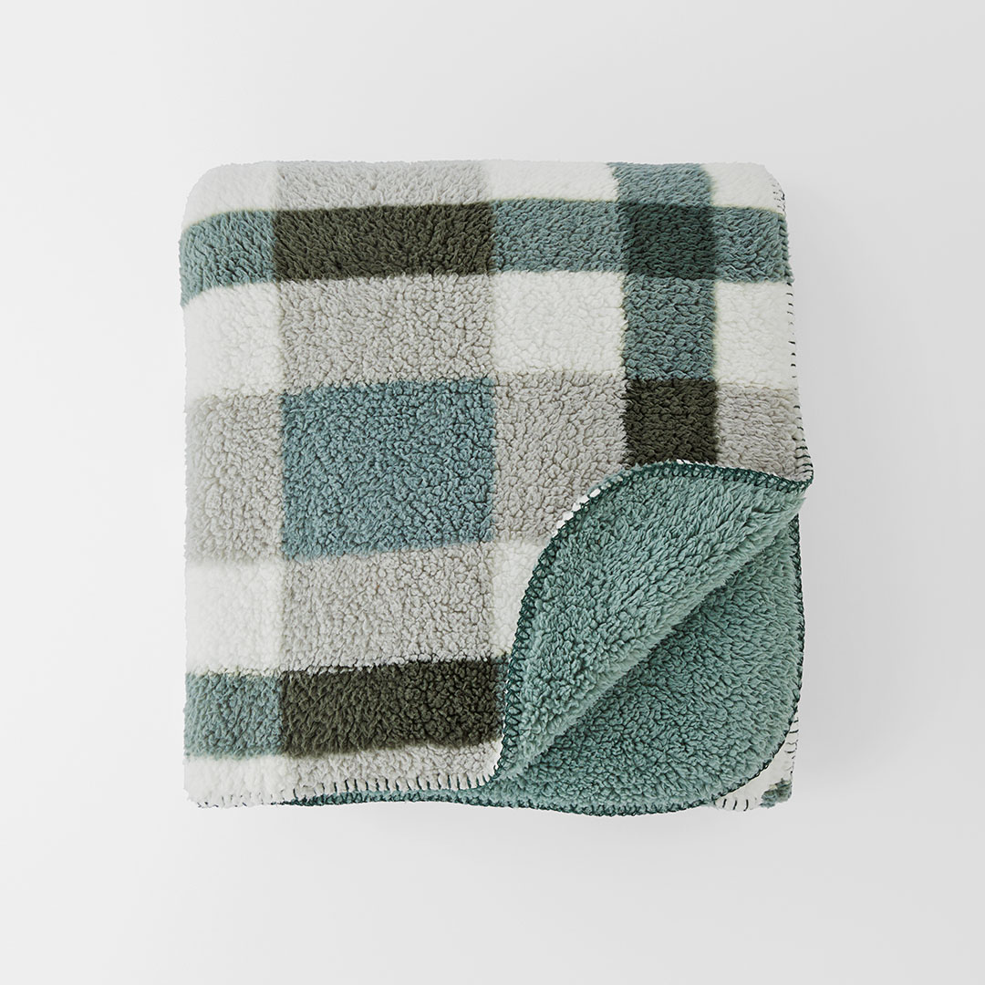 Shop Check Super Soft Throw - Green Online | Bed Bath N' Table