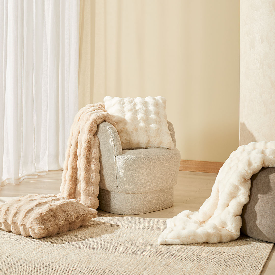 Shop Malmo Faux Fur Cushion - Ivory Online | Bed Bath N' Table