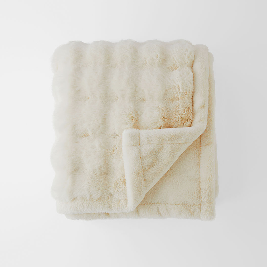 Shop Malmo Faux Fur Throw - Ivory Online | Bed Bath N' Table