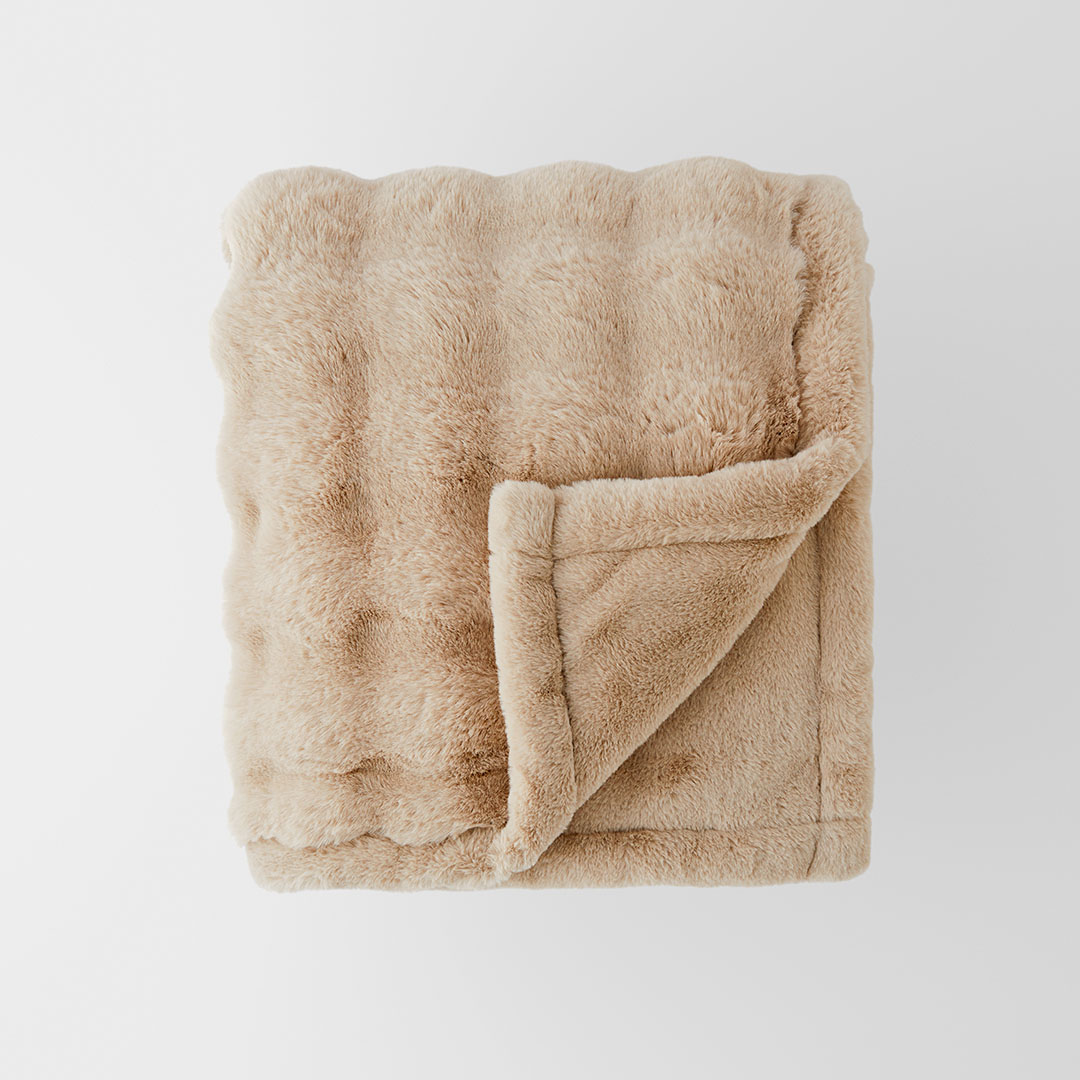 Shop Malmo Faux Fur Throw - Pumice Online | Bed Bath N' Table