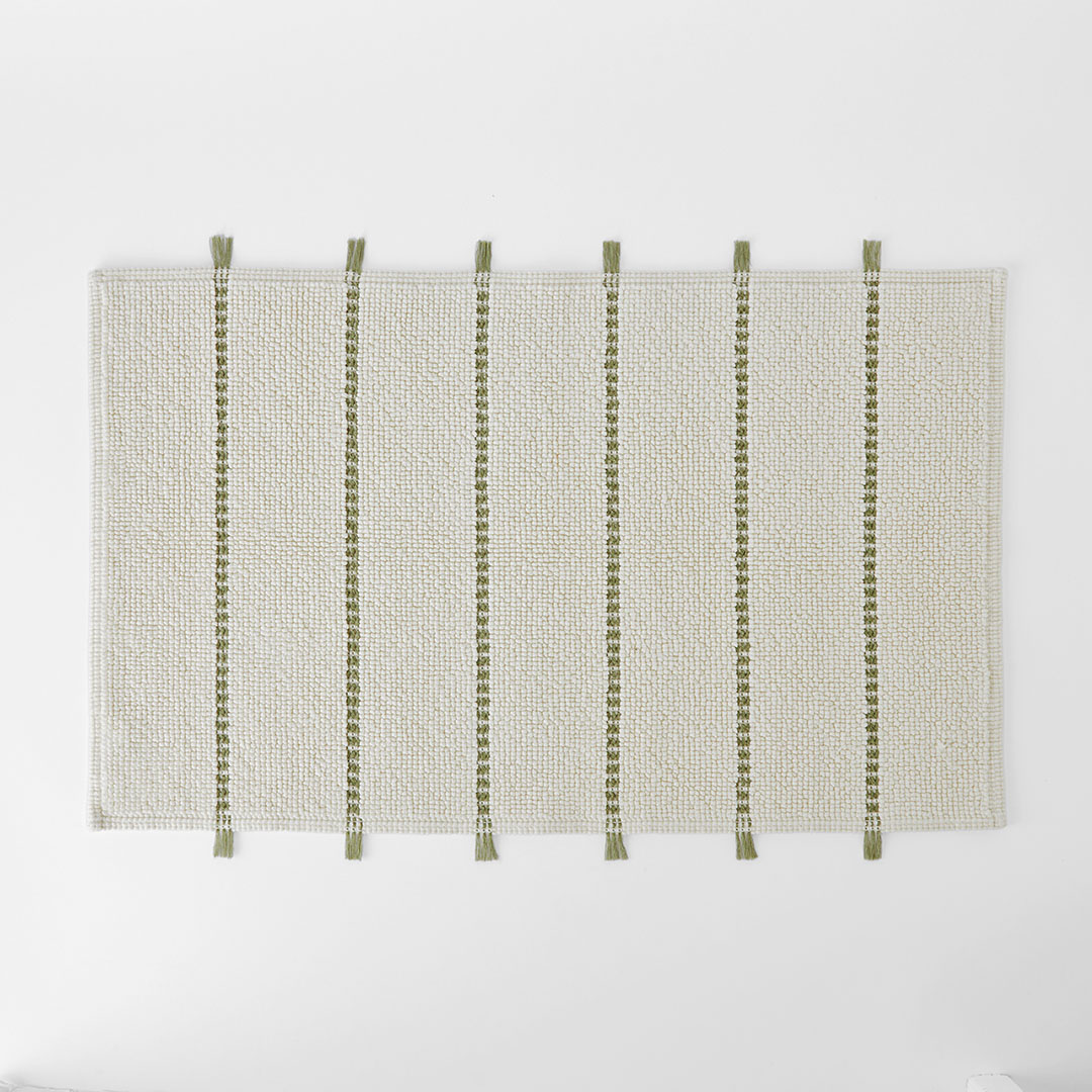 Shop Sami Bath Mat - Natural/Olive Green Online | Bed Bath N' Table