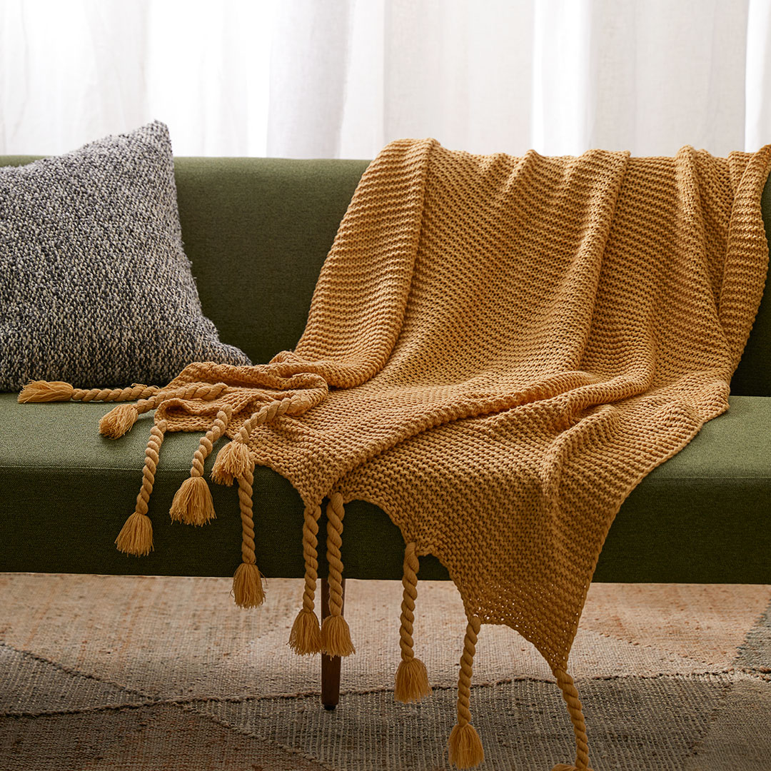 Buy Chunky Throw - Mustard Online | Bed Bath N' Table