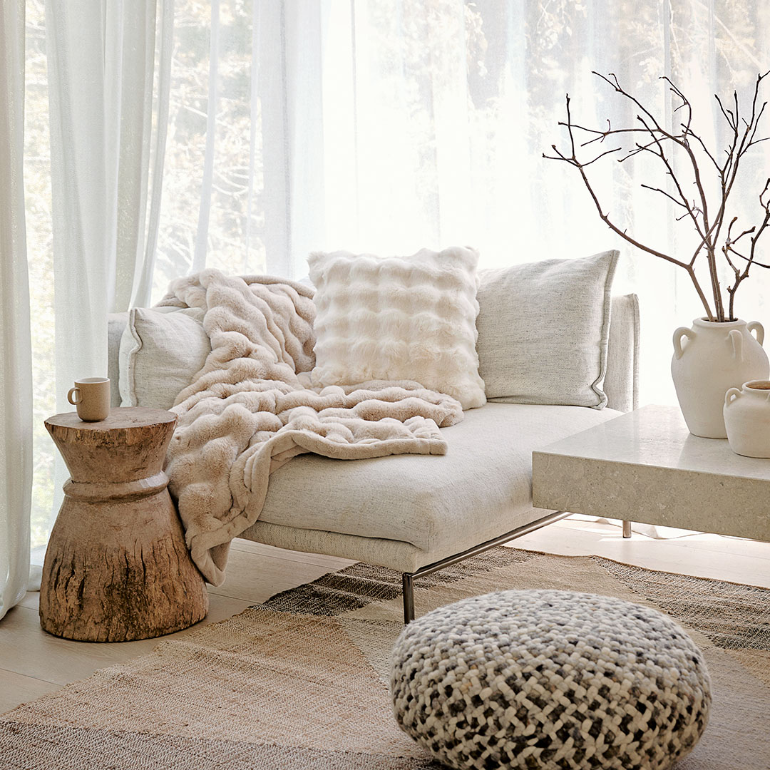 Shop Malmo Faux Fur Throw - Ivory Online | Bed Bath N' Table