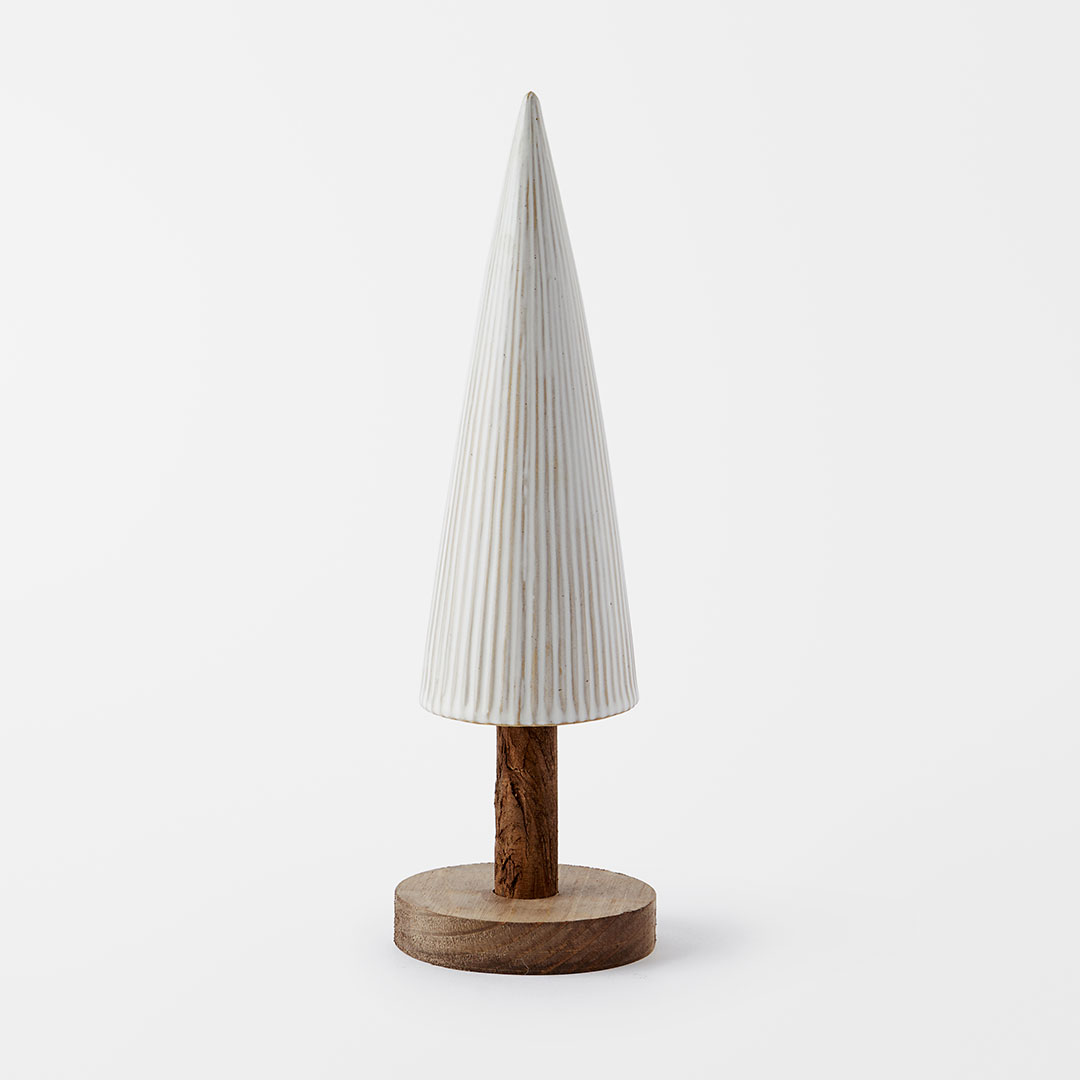 Shop Striped Porcelain Tree With Wood Base Online | Bed Bath N' Table