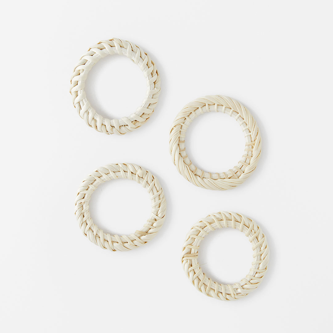 Shop Rattan Napkin Rings Set Of 4 - Natural Online | Bed Bath N' Table