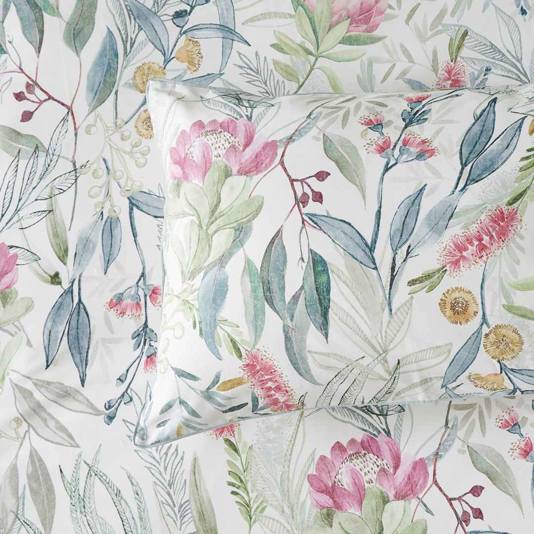 Shop Moss Vale Quilt Cover - Blue/Sage/Rose Online | Bed Bath N' Table