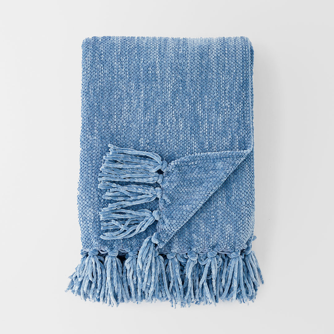 Shop Margot Chenille Throw - Chambray Online | Bed Bath N' Table