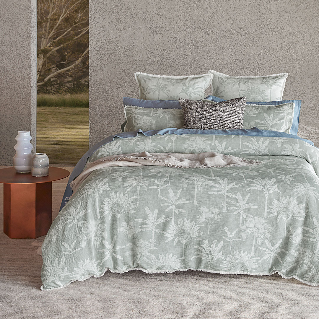Shop Dune Quilt Cover - Sage Green/Ivory Online | Bed Bath N' Table