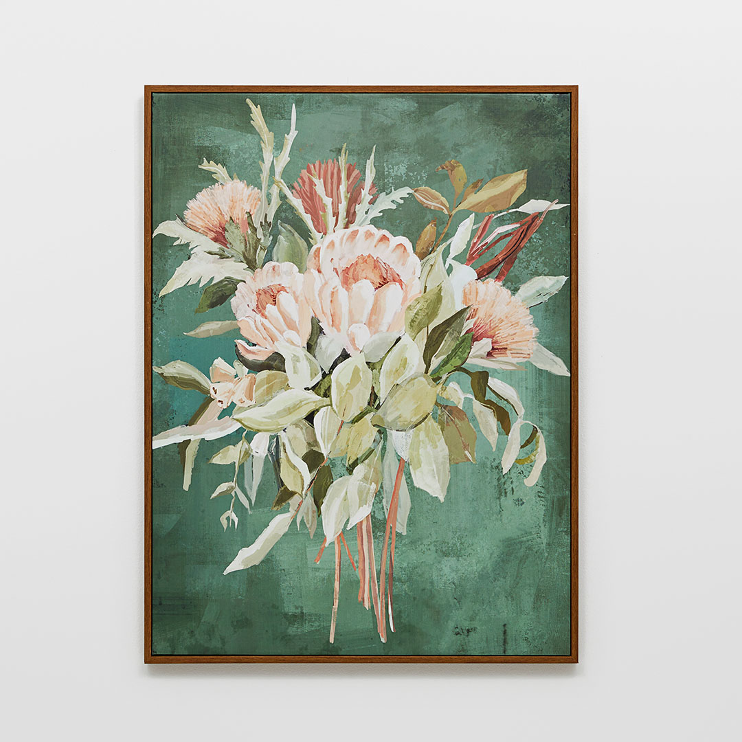 Shop Native Botanical Framed Canvas - Green/Pink Online |Bed Bath N' Table