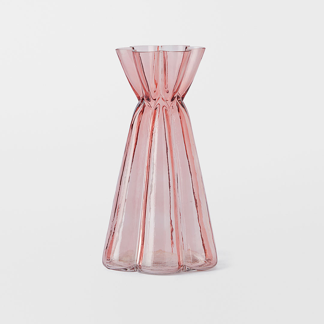 Buy Remy Fluted Glass Vase Squat - Pink Online |Bed Bath N' Table