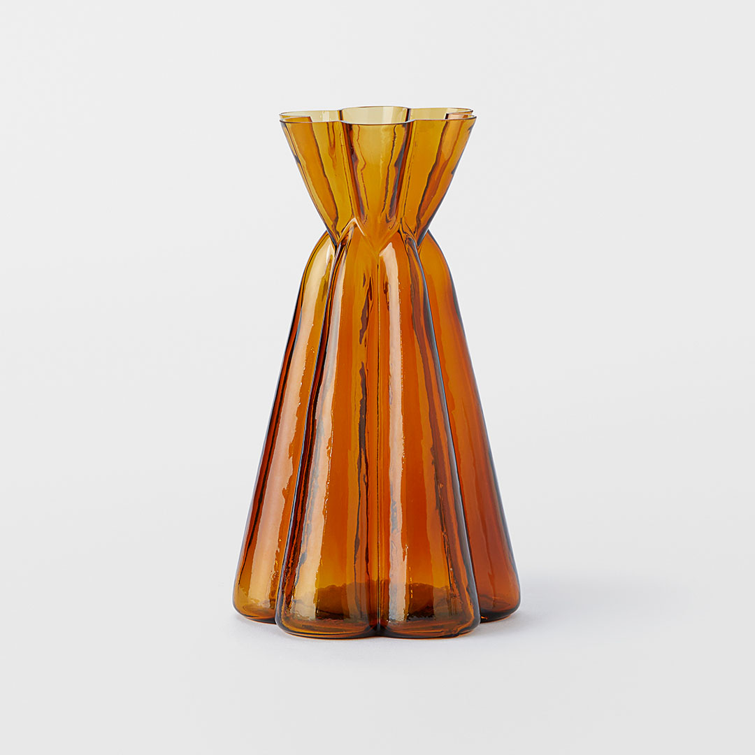 Shop Remy Fluted Glass Vase Tall - Cinnamon Online |Bed Bath N' Table