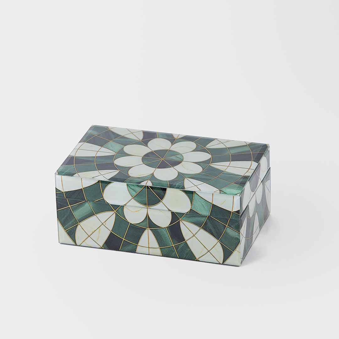 Shop Nadia Trinket Box - Green/White/Gold Online |Bed Bath N' Table