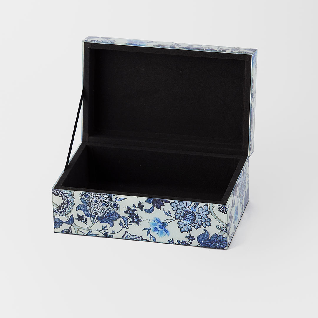 Shop Juliette Trinket Box - Blue/White/Gold Online |Bed Bath N' Table