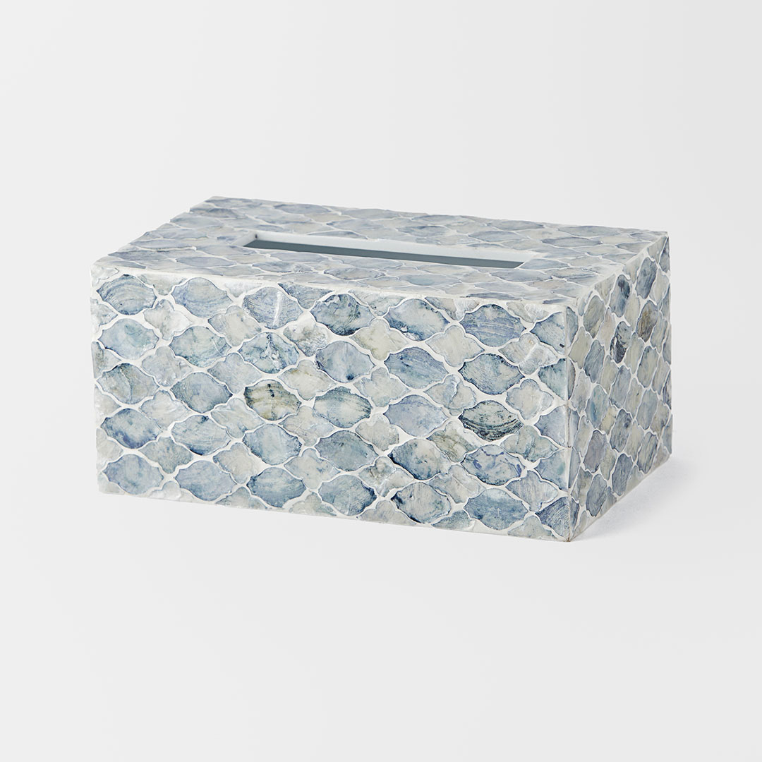 Shop Rhodes Inlay Tissue Box Cover Rectangle - Light Blue Online |Bed ...