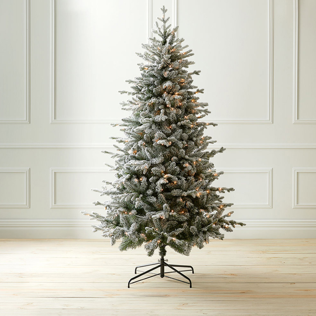 Shop Pre Lit 7ft Flocked Artificial Christmas Tree - White Online | Bed ...