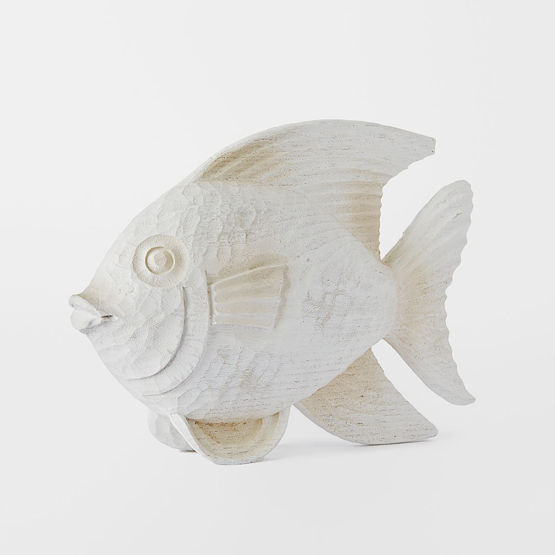 Shop Fish Carved Sculpture Small - White Wash Online | Bed Bath N'Table