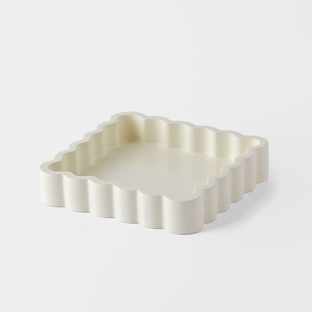 Shop Scalloped Square Tray - Cream Online | Bed Bath N'Table
