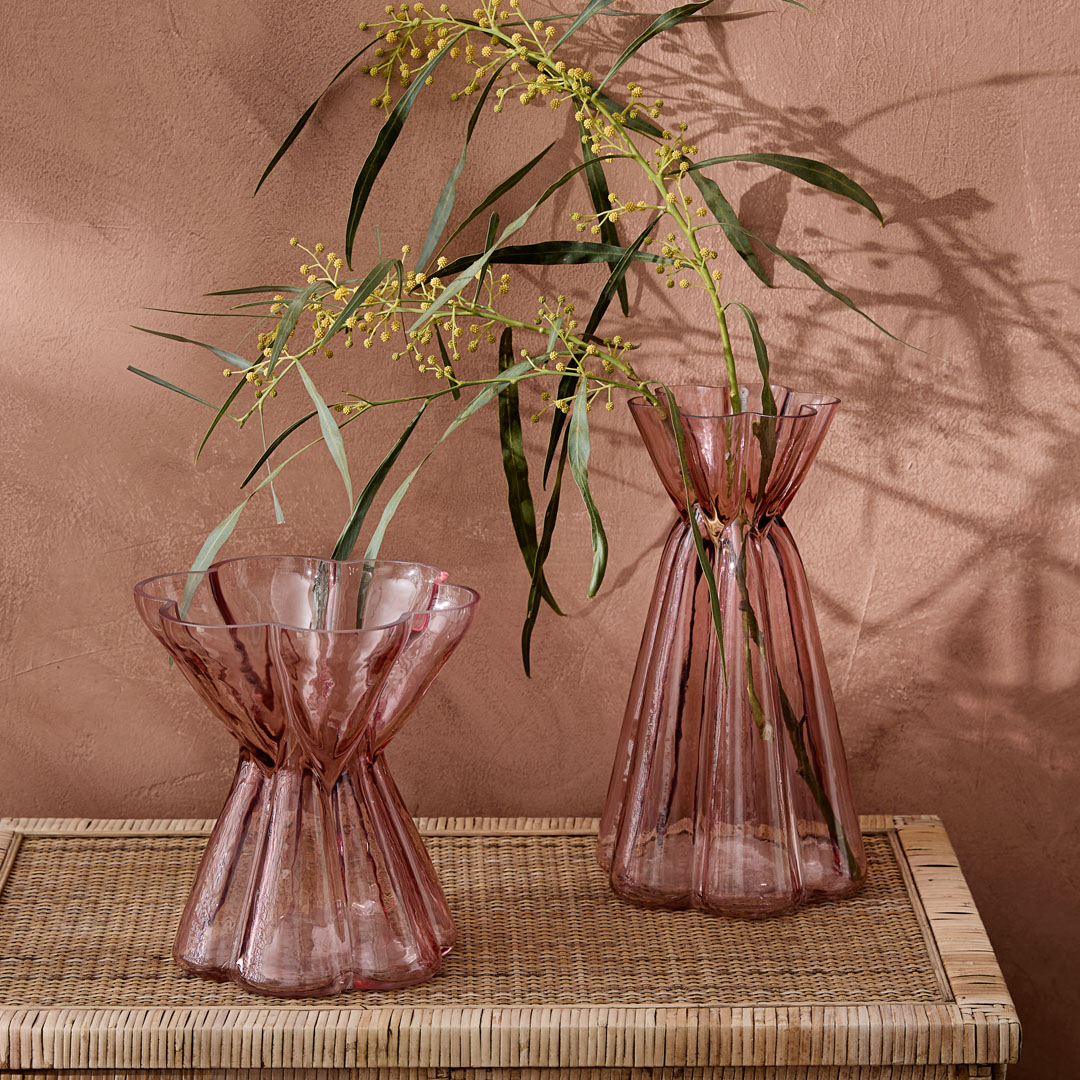 Buy Remy Fluted Glass Vase Squat - Pink Online |Bed Bath N' Table