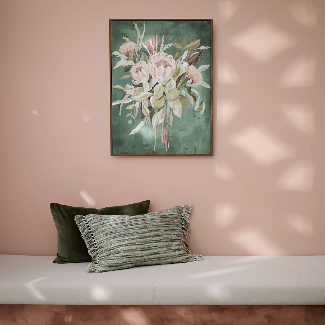 Shop Native Botanical Framed Canvas - Green/Pink Online |Bed Bath N' Table