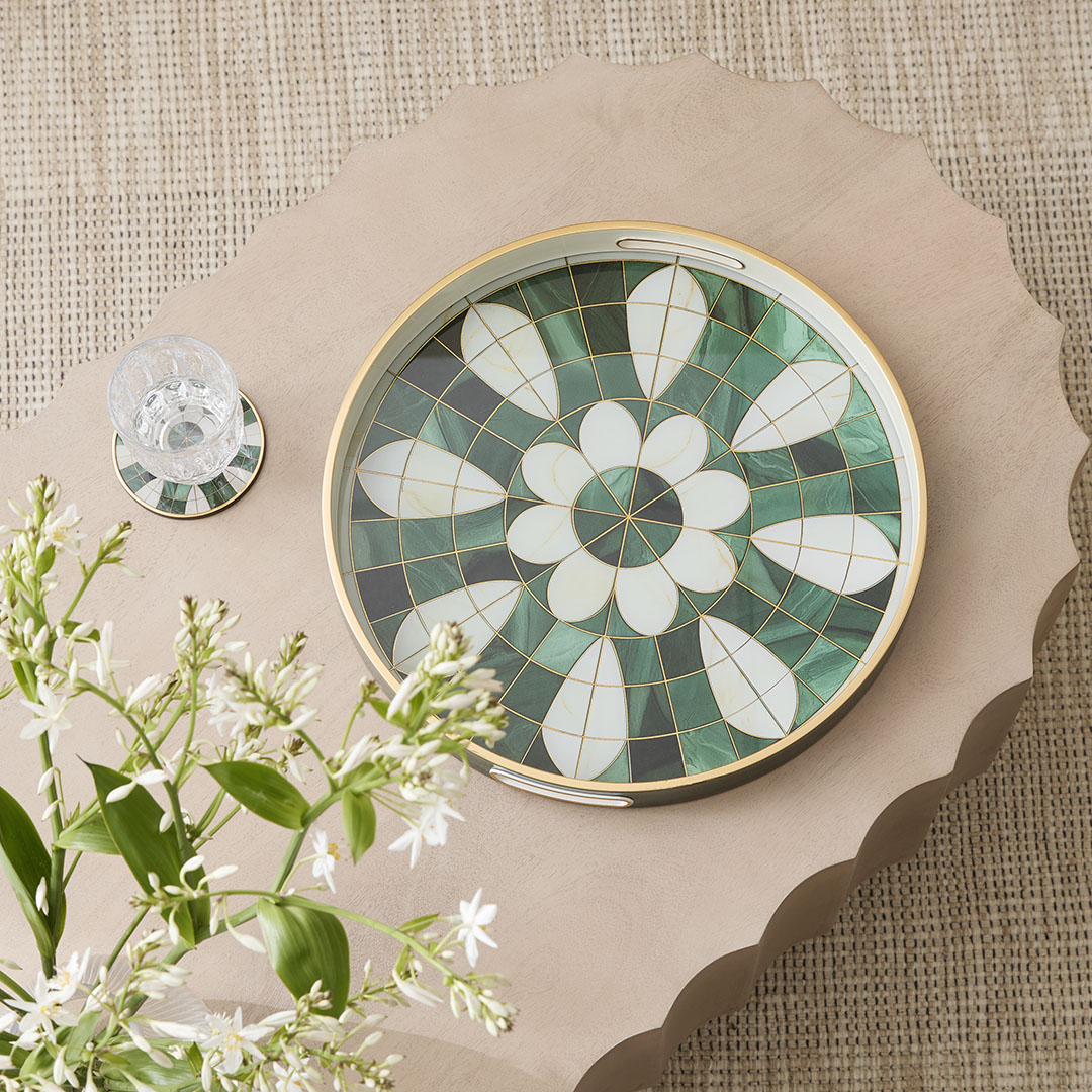 Shop Nadia Coaster Set Of 4 - Green/White/Gold Online |Bed Bath N' Table