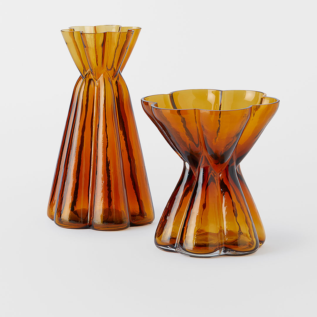 Shop Remy Fluted Glass Vase Squat - Cinnamon Online |Bed Bath N' Table