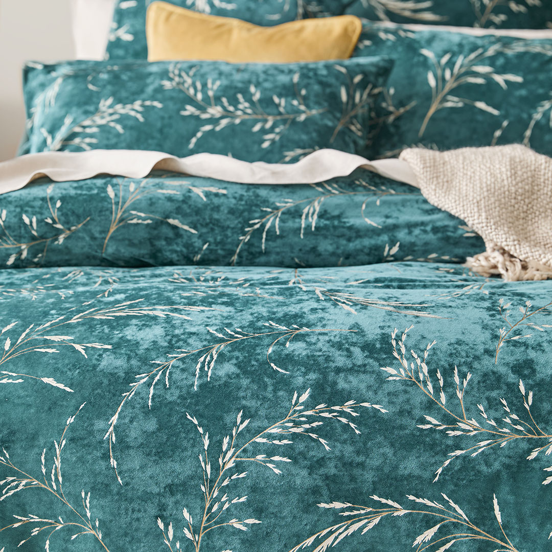 Shop Daylesford Quilt Cover - Deep Teal/Gold Online | Bed Bath N' Table
