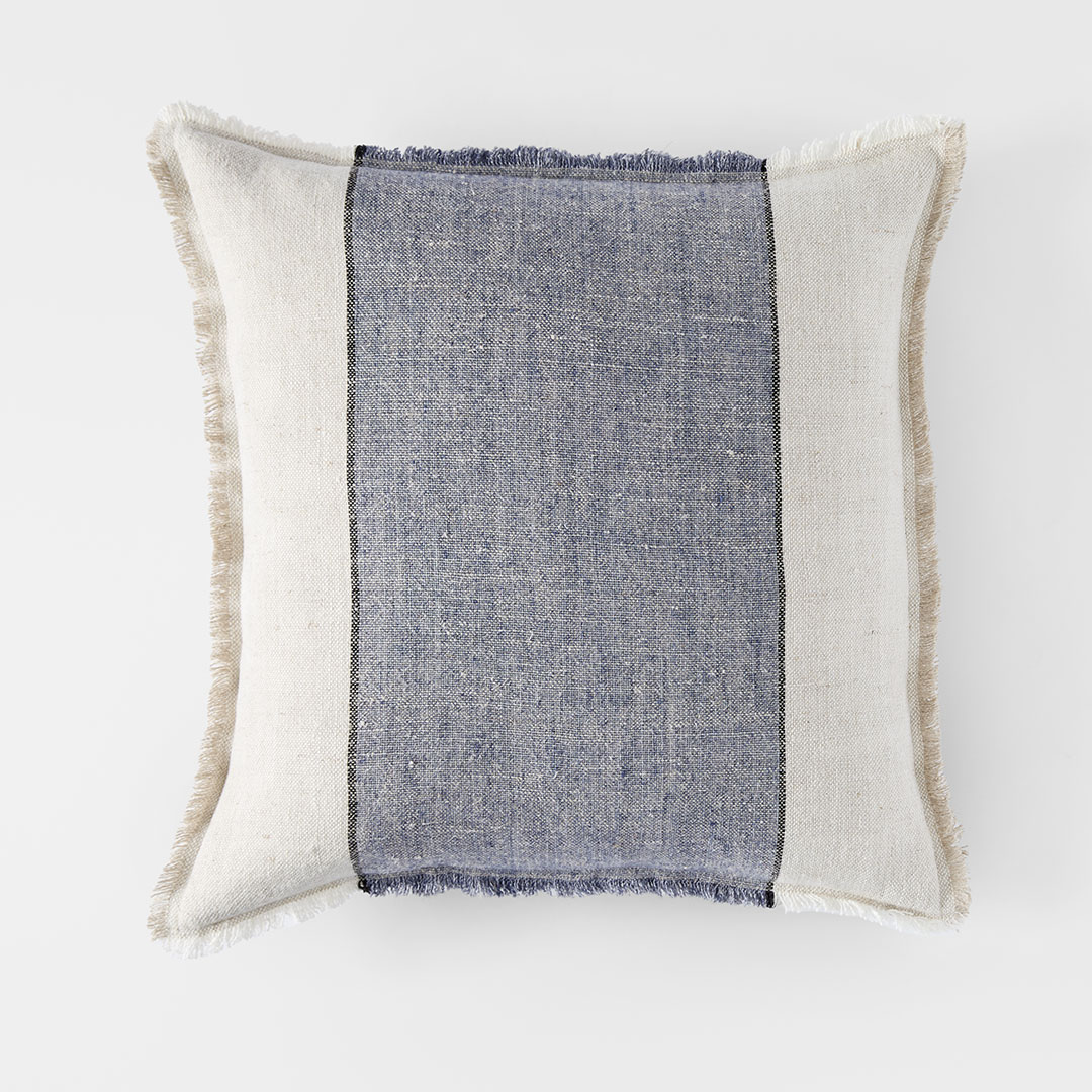 Shop Everett Linen Cushion - Washed Navy Online | Bed Bath N' Table