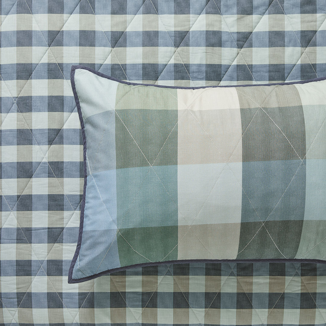 Shop Lando Reversible Coverlet - Blue/Green Online | Bed Bath N' Table