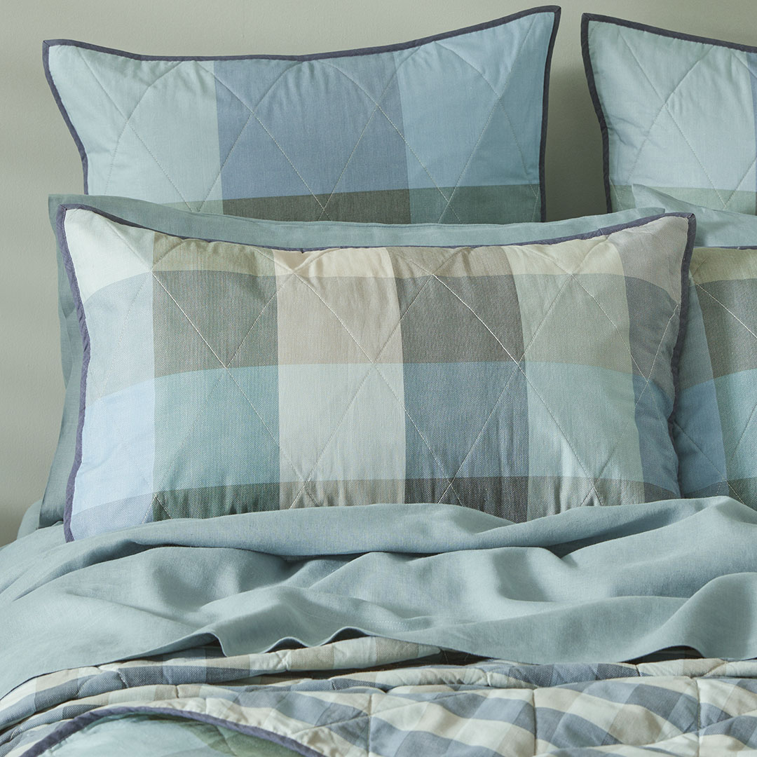 Shop Lando Reversible Coverlet - Blue/Green Online | Bed Bath N' Table