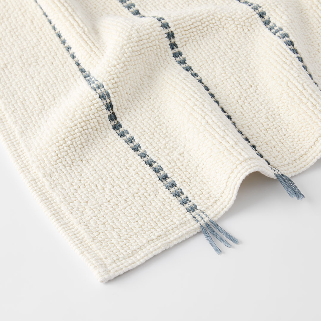 Shop Sami Bath Mat - Natural/Denim Blue Online | Bed Bath N' Table