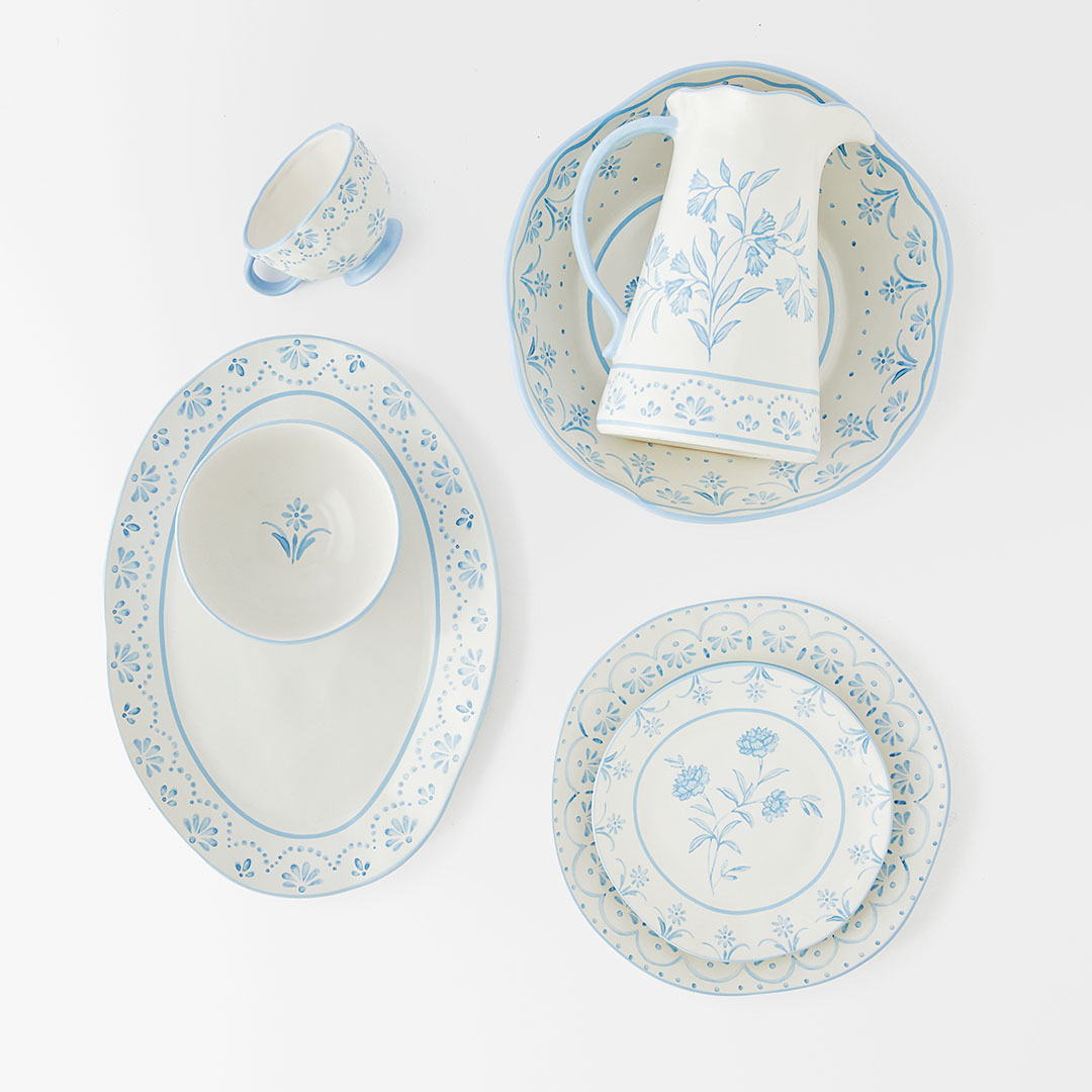 Shop Lucinda Pitcher - Blue/White Online |Bed Bath N' Table