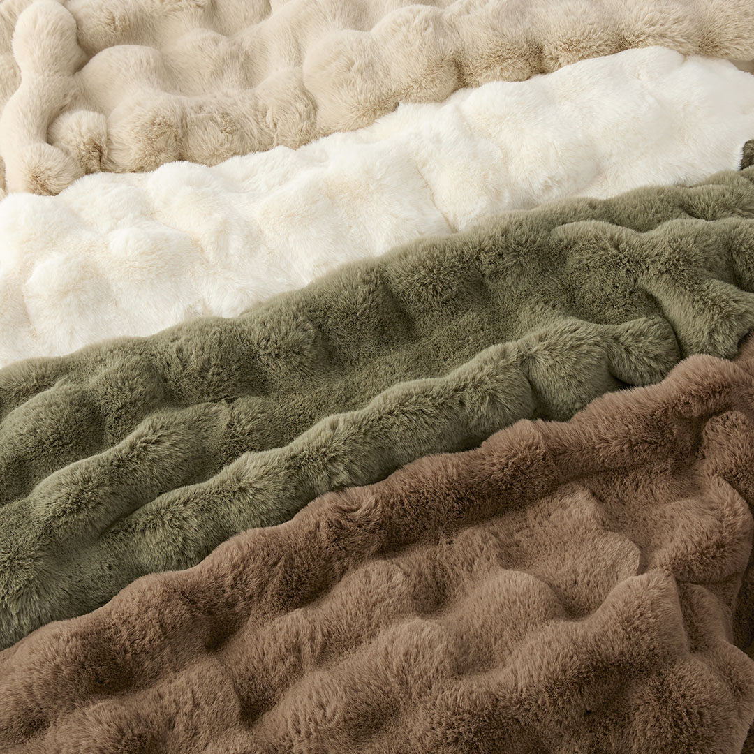 Shop Malmo Faux Fur Throw - Sage Online | Bed Bath N' Table