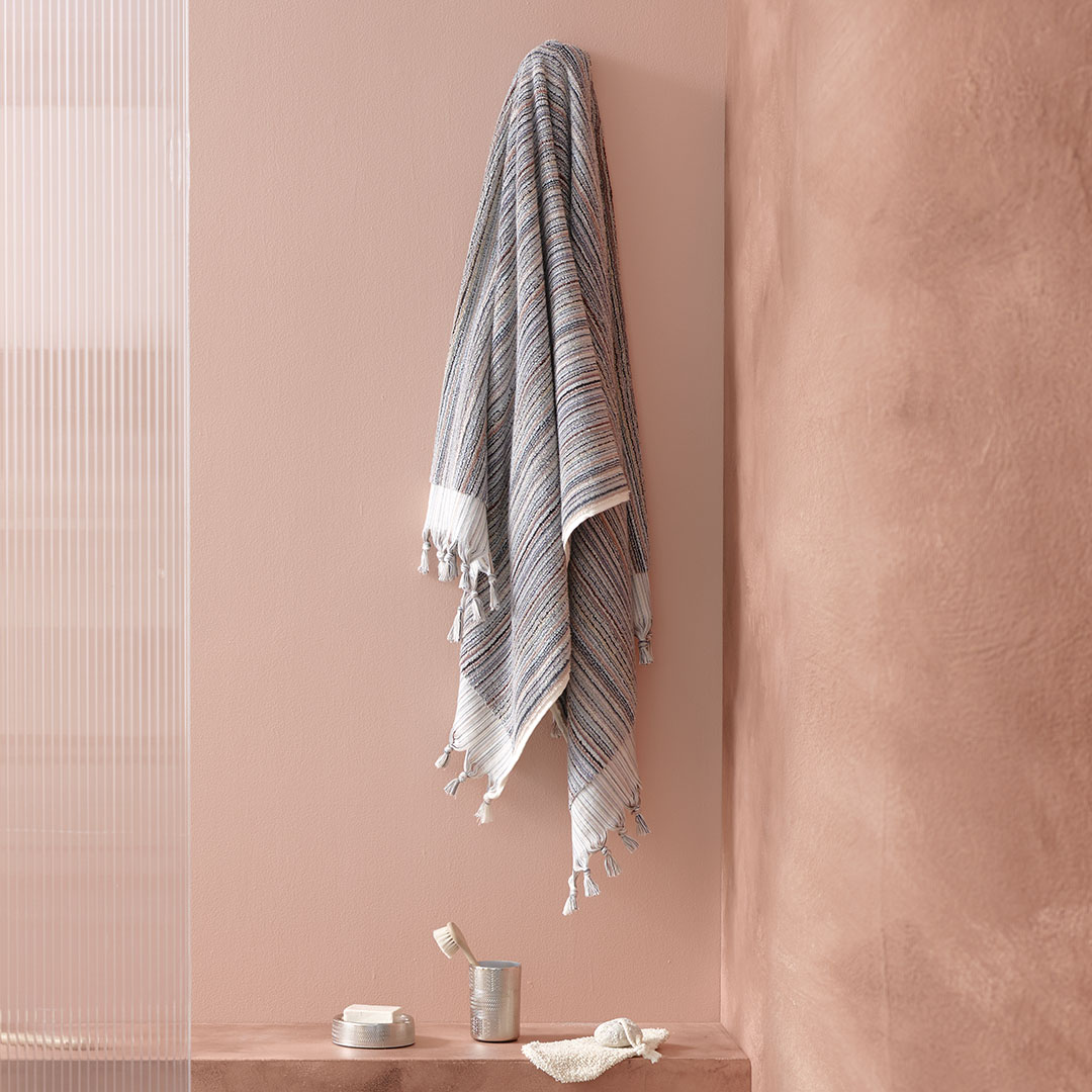Shop Bodrum Turkish Cotton Bath Sheet - Earthy Stripe Online | Bed Bath ...