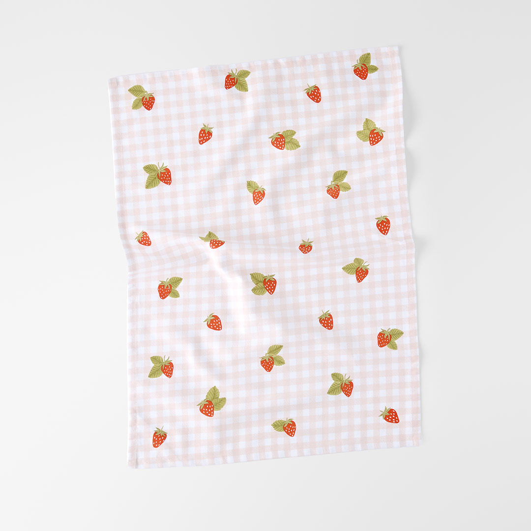 Shop Strawberry Stripe Tea Towel Set Of 3 Online | Bed Bath N' Table