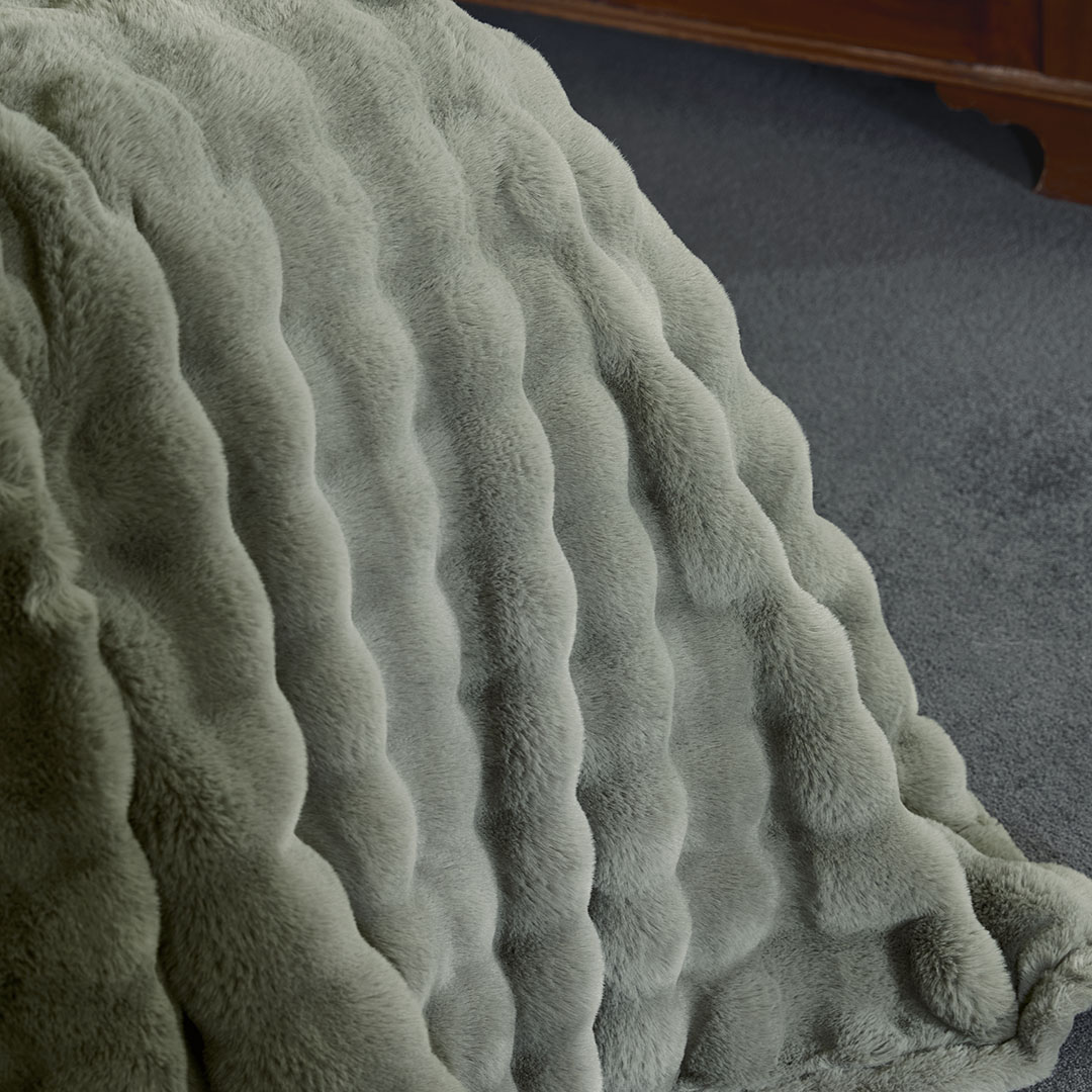 Shop Malmo Faux Fur Throw - Sage Online | Bed Bath N' Table
