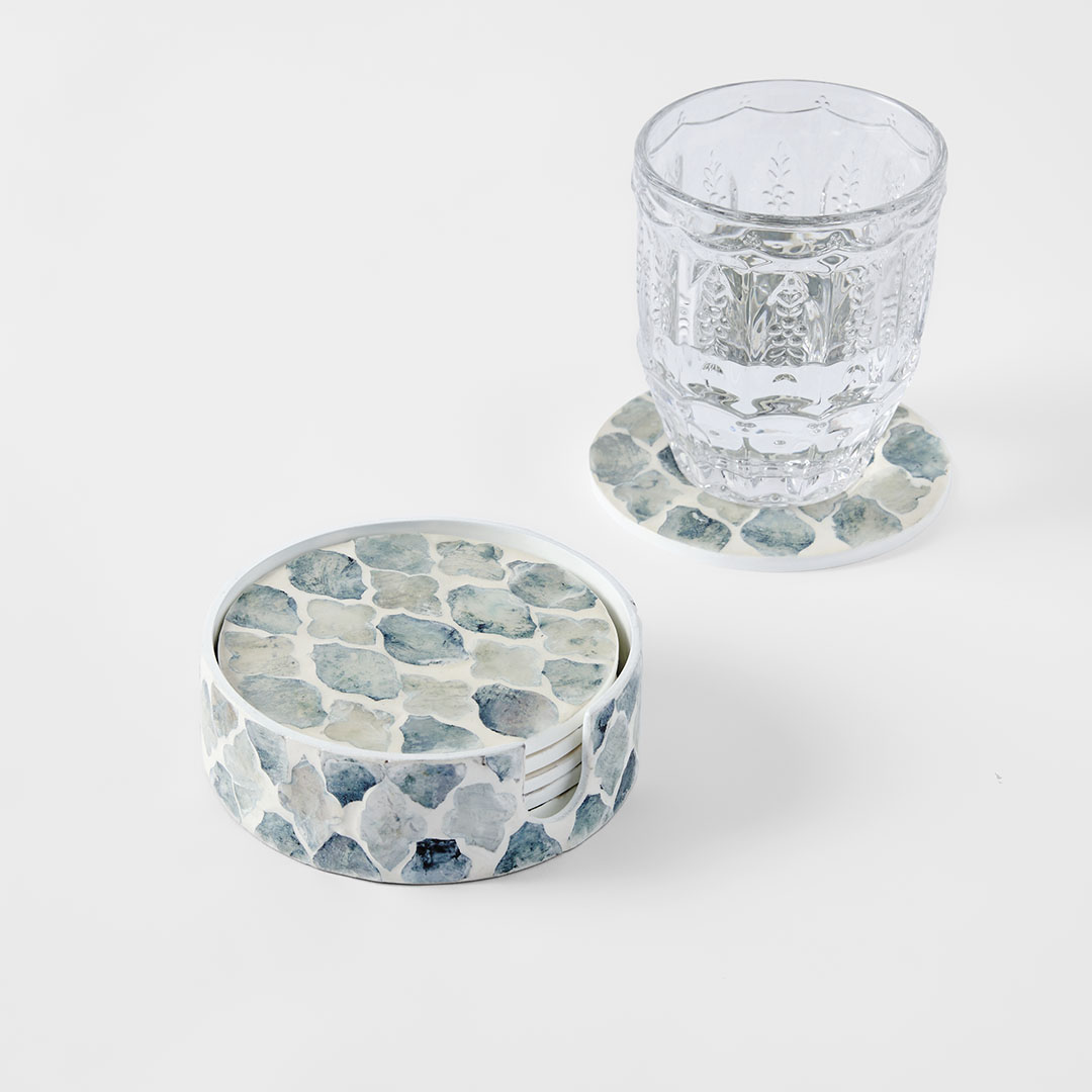 Shop Rhodes Inlay Coasters in Holder Set of 6 Online | Bed Bath N' Table