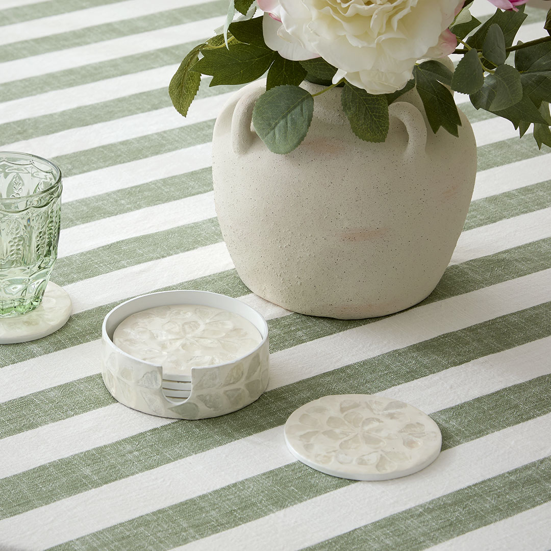 Shop Alice Inlay Coasters in Holder Set of 6 Online | Bed Bath N' Table