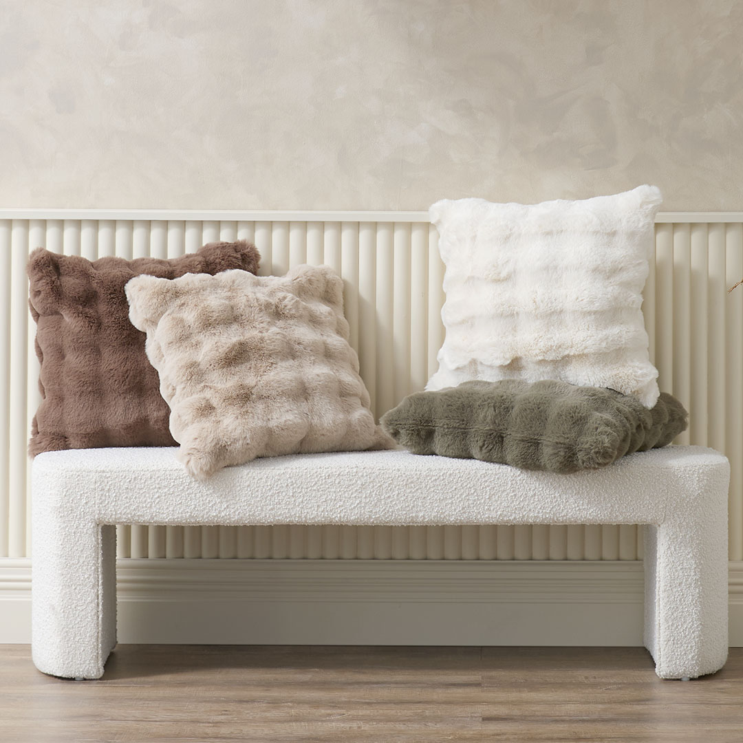 Shop Malmo Faux Fur Cushion - Sage Online | Bed Bath N' Table