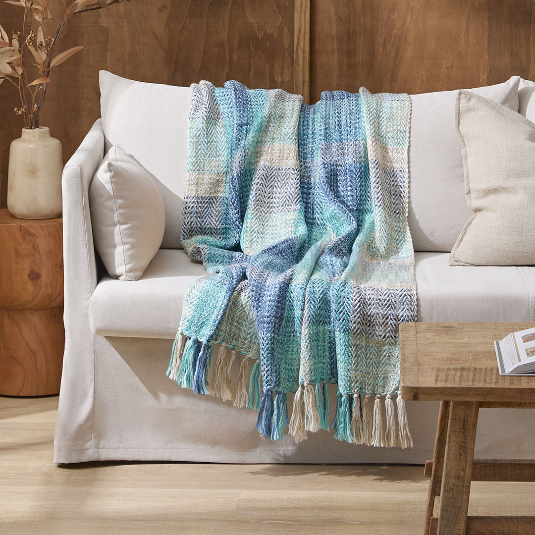 Buy Peru Check Throw - Blue Multionline | Bed Bath N' Table