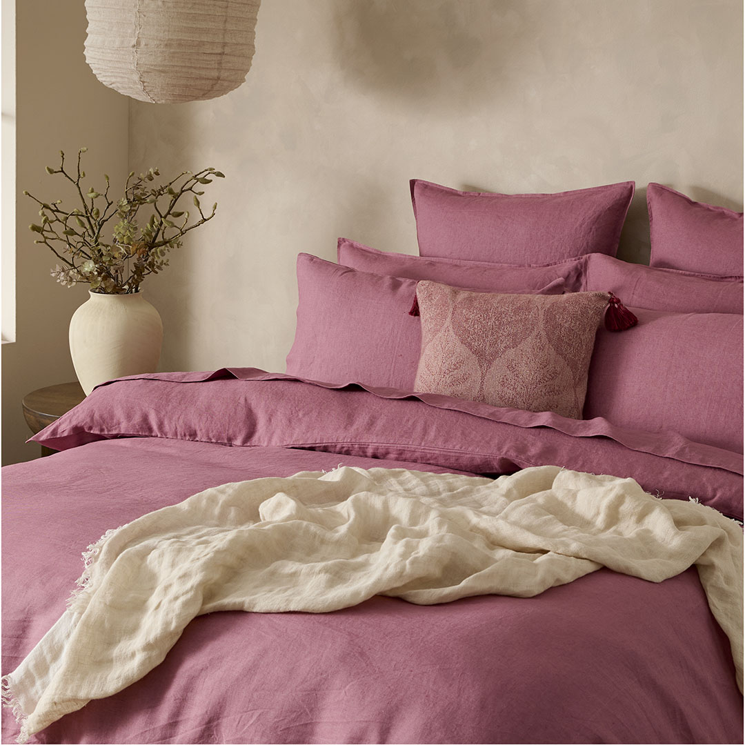 Shop Milano Linen Quilt Cover - Rosewood Online | Bed Bath N' Table